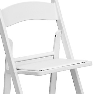 EMMA + OLIVER Folding Chair - White Resin – 2 Pack 800LB Weight Capacity Comfortable Event Chair - Light Weight Folding Chair
