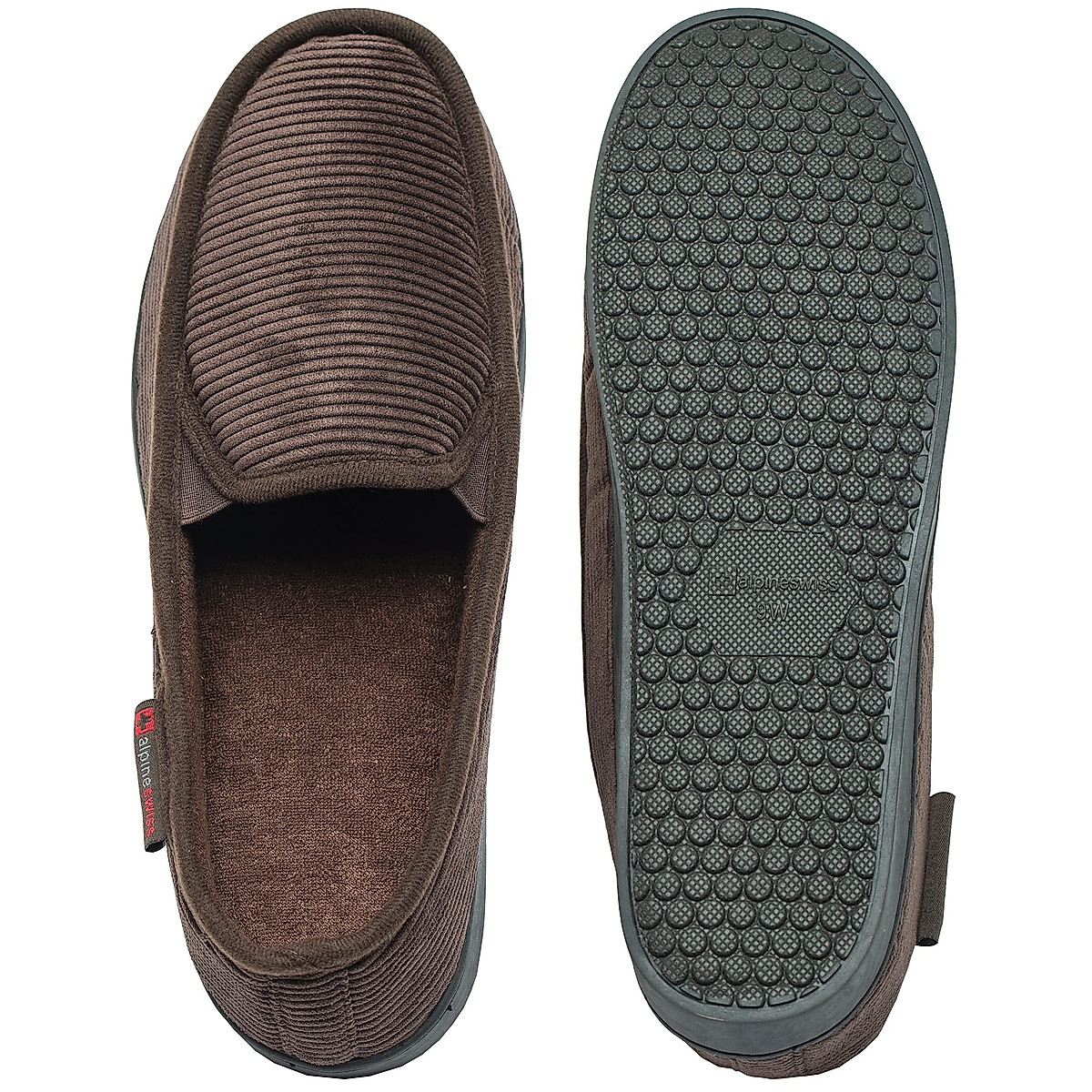 Alpine Swiss Steve Mens Wide Moccasin Slippers Memory Foam Slip On Indoor House Shoes Brown 16 W US