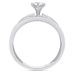 AFFY Marquise & Round Cut White Cubic Zirconia Wedding Ring Set in 925 Sterling Silver (2.00 cttw) Ring Size-13