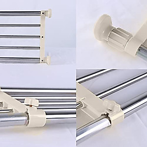 YourGrace Tension Shelf,Expandable Closet Shelf,Locker Organizer,Space Saving Wardrobe Clothes Dividers,Adjustable,Storage Rack 5-Bar Extention,Shelf Dividers for Closet Cupboard Bathroom,1pc,White,S