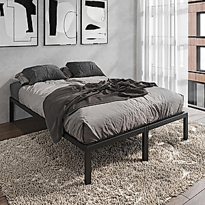 Gustonhon Full Size Metal Platform Bed Frames with Wooden Slats,14" Heavy Duty & Sturdy Metal Low Bed Frame,No Box Spring Needed,Noise Free,Easy Assembly