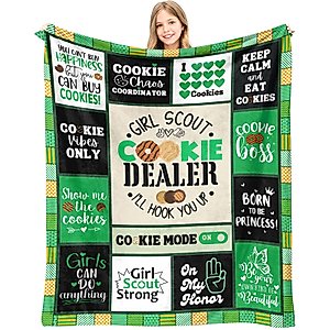 Girl Scout Gifts for Christmas, Xmas Gifts for Girl Scout, Girl Scout Cookie Sign Gifts, Girl Scouts Gifts, Girl Scout Bridging Gift, Girl Scout Cookies Gifts Throw Blanket 60 x 50 Inch
