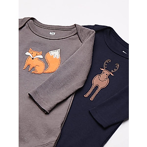 Hudson Baby Unisex Baby Cotton Long-sleeve Bodysuits, Forest, 12-18 Months US