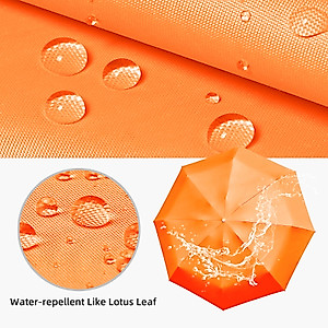 Trenovo Travel Mini Folding Compact Umbrella With Case - 8 Ribs Lightweight Portable for Sun & Rain, Small Pocket for Girls and Women - Orange