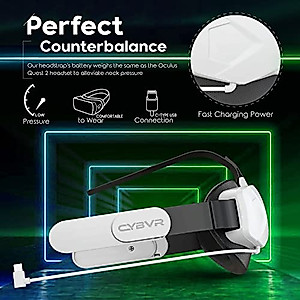 CYBVR Elite Strap with Battery for Oculus/Meta Quest 2, Head Straps Fast Charging Power Bank Doubles Quest Battery Life, Head Strap with Battery Pack is a Quest 2 Headset Counterweight, VR Accessories