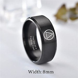 One Day At A Time Sobriety Gifts for Women Men Stainless Steel Sober Recovery Band Ring Inspirational Alcoholics Anonymous Addiction Surgery Recovering Jewelry Gift for Family Friend,Size 8
