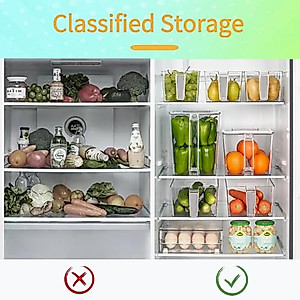 vacane 2 Pack Refrigerator Organizer Bins with Silicone Handle,Plastic Pantry Organization and Storage,BPA-Free Multi-Use Organizer Bins,Kitchen Containers for Fruit,Vegetable