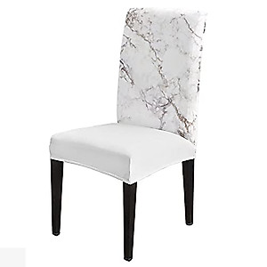 Chair Protector Seat Covers Gray Marble Agate Crack on White Stretch Removable Dining Room Chair Cover Set of 6,Abstract Stripes Art Slipcovers for Kitchen Party Hotel Wedding