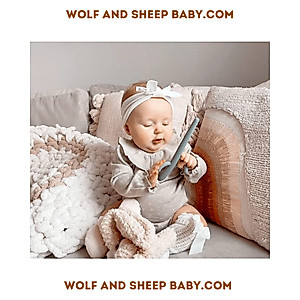 Hollow Teething Tube, Silicone teether, Ages 0+ BPA Free with Cleaning Brush, Teething Straws for Babies, freezable Baby teether, Teething Sticks for Babies(1 Pack) (Sahara) Wolf+Sheep