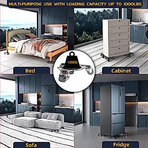 ENMEN Furniture Movers with Wheels – 15cm Thickened Steel Frame Furniture Dolly 4 Wheels with Pry Bar & Heightening Blocks, 360° Furniture Lifters for Heavy Furniture for 1000Lbs – Small