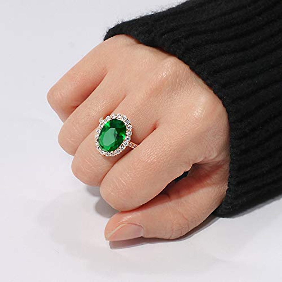 Artilady Cz Emerald Rings for Women - Simulated Emerald Solstice Ring AAAA Cubic Zirconia Open Band Rings, Adjustable for US 5-9 (Emerald Green, Adjustable)