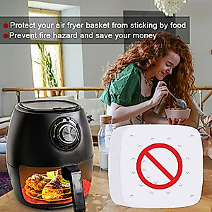 Silicone Air Fryer Liners Square, Air Fryer Accessories Reusable Air Fryer Liners 8 Inch 3 Pack, Air Fryer Silicone Mat, Non-Stick and Heated Food More Evenly, Includes Air Fryer Magnetic Cheat Sheet