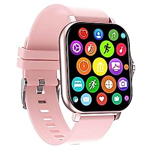 Bzdzmqm Smart Watch Can Answer Calls and Text, 1.7In HD Touch-Screen Smartwatch for iOS Android Waterproof Sport Watch Call/Text (Pink)