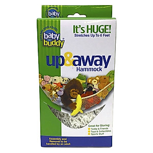 Baby Buddy Up and Away Kids Stuffed Animal Hammock Storage Organizer, Organizers and Storage for Baby Items, Display and Organize Children's Stuffed Animals, Stretches Up to 5 Feet, White, Pack of 1