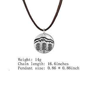 MUZHE Mountain Necklace for Women Snowy Mountain Necklace Hiking Mountain Peak Necklace for Nature Outdoor Lovers, Skiers, Hikers(Leather rope)
