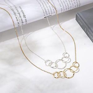 50th Birthday Gift for Women 5 Rings 5 Decade Necklace (in Spanish) Collar Regalo para Mujer Mama Jewelry for Mom Wife Daughter Sister Best Friend Ideas Turning 50-Year-Old Sterling Silver / Gold