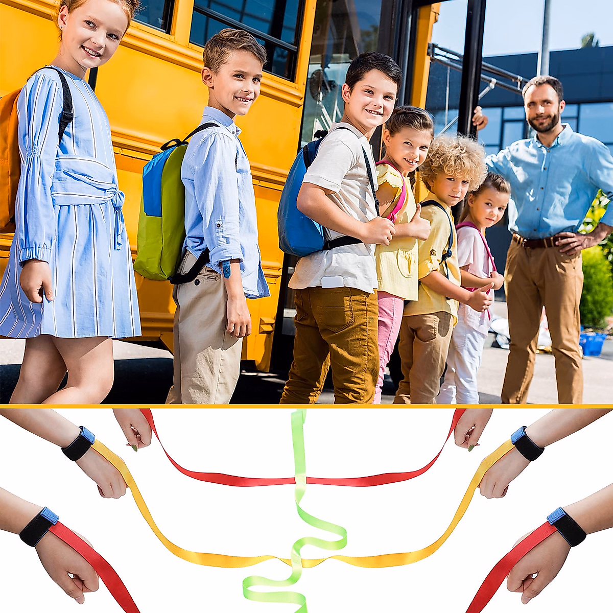 Kajaia Children Safety Walking Rope with 14 Handles Colorful Walking Rope Adjustable Outdoor Safety Rope for Preschool Nursery Daycare Kindergarten School Kids Teachers