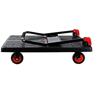 Generic Folding Cart with Wheels, Push Cart Hand Trucks Utility Carts Platform Trucks, 4 Wheels Foldable Heavy Duty Trolley, Maximum Load 440lb (Size : 73 * 47CM)