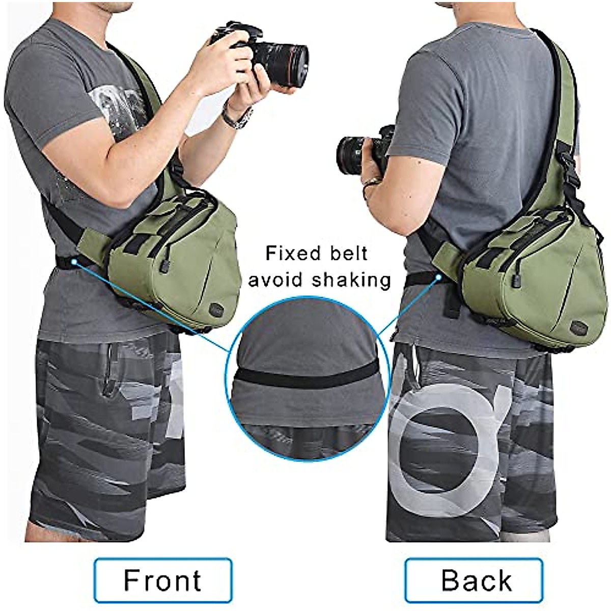 CADeN Camera Bag Sling Backpack Camera Case Waterproof with Rain Cover Tripod Holder, Compatible for DSLR/SLR Mirrorless Cameras (Canon Nikon Sony Pentax) and Accessories Green