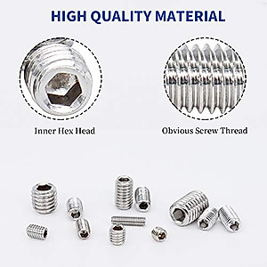 HEMEI 390Pcs M3/M4/M5/M6/M8 Hex Allen Head Socket Set Screw Assortment Kit Internal Hex Drive Flat Point 304 Stainless Steel Metric Grub Screw with 5pcs Hex Wrenches
