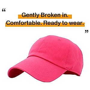 KB-LOW HPK Classic Cotton Dad Hat Adjustable Plain Cap. Polo Style Low Profile (Unstructured) (Classic) Hot Pink Adjustable