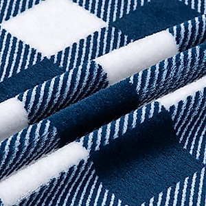 BEDELITE Fleece Throw Blanket for Couch Sofa Bed, Buffalo Plaid Decor Navy and White Checkered Blanket, Cozy Fuzzy Soft Lightweight Warm Blankets for Spring and Summer