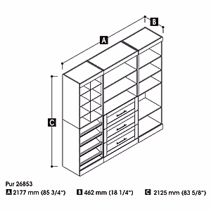 Bestar Closet Organizer System 86-inch for Walk-In Closets, Bedroom, Entryway, Pur Collection, Modern, White