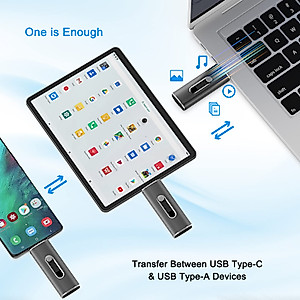 128GB USB C Thumb Drive, KOOTION USB 3.0 Flash Drive Dual Type-C USB Stick High-Speed Jump Drive Aluminum Alloy Photo Memory Stick for Smartphone Mac Laptop