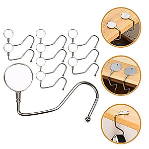 Zerodeko 10Pcs Purse Hook Hanger Table Desk Hanger Holder Portable Bag Holder Under Counter Christmas Stocking Holders Mantel Hooks Hanger