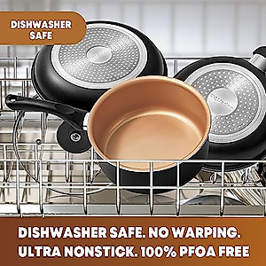 Cupertino 2 Quart Saucepan with Lid, Non Stick Copper Pot, 2 QT Small Pot for cooking, Sauce Pan Set Nonstick, Induction Compatible, Dishwasher & Oven Safe, PFOA Free