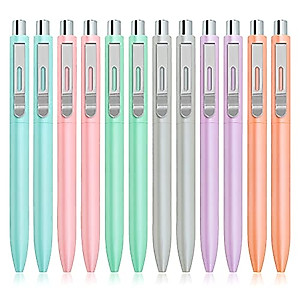 Yuimion 12Pcs Ballpoint Pen Retractable Pens Comfortable Writing Pens Gift Pens for Journaling Black Ink Medium Point 1.0 mm for school and office supplies