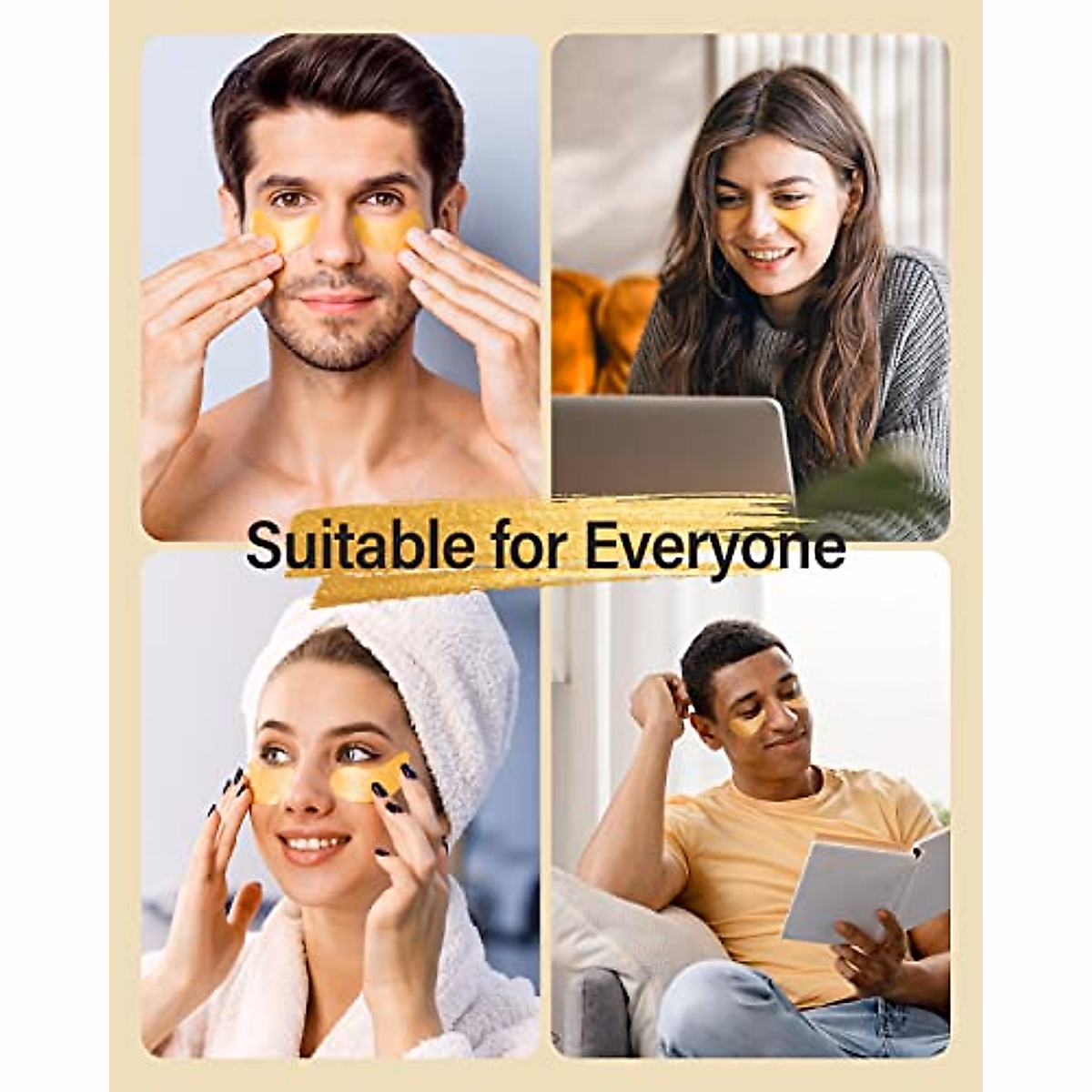 Komoko 24K Gold Under Eye Patches (60 Count), Skin Care, Golden Under Eye Mask Anti-Aging Collagen & Amino Acid, Eye Mask for Removing Dark Circles, Puffiness and Wrinkles, Refresh Your Under Eye Skin