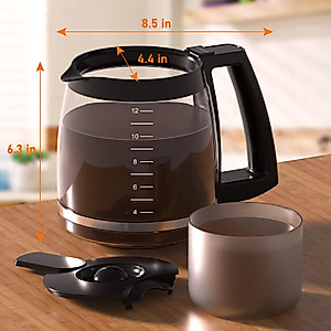 12 Cup Coffee Maker Carafe Replacement Compatible with Cuisinart Coffee Maker DCC-1100BK, DCC-1200, DCC-2650, CHW-12, CHW-12P1, DGB-400, DGB-550BK, DGB-550BK1, DGB-625BC, DGB-700BC, SS-12 and SS-15