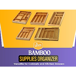 YBM Home Bamboo Cutlery Tray Flatware Silverware Drawer Organizer with 6 Compartments - 341