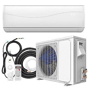 Mini Split ac/Heating System, 9000/12000/18000/24000 BTU MINI Split Air Conditioner; Heater, Saving Energy Wall-Mounted Ductless AC Unit with 1.5 Ton Heat Pump, Kit Rooms up to 1250 Sq. Ft, 208-230V