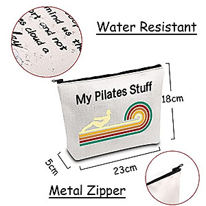 JXGZSO Funny Pilates Makeup Bag Pilates Lover Gifts My Pilates Stuff Cosmetic Pouch Bag Yoga Meditation Gift Yoga Instructor Gift