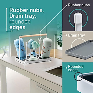 D&D Living All-in-One Bottle Holder for SodaStream - Drying Rack for Bottles of All Kinds: Duo, Crystal, Easy, Drinking and Baby Bottles - Universal Drying Stand (Metal, White)