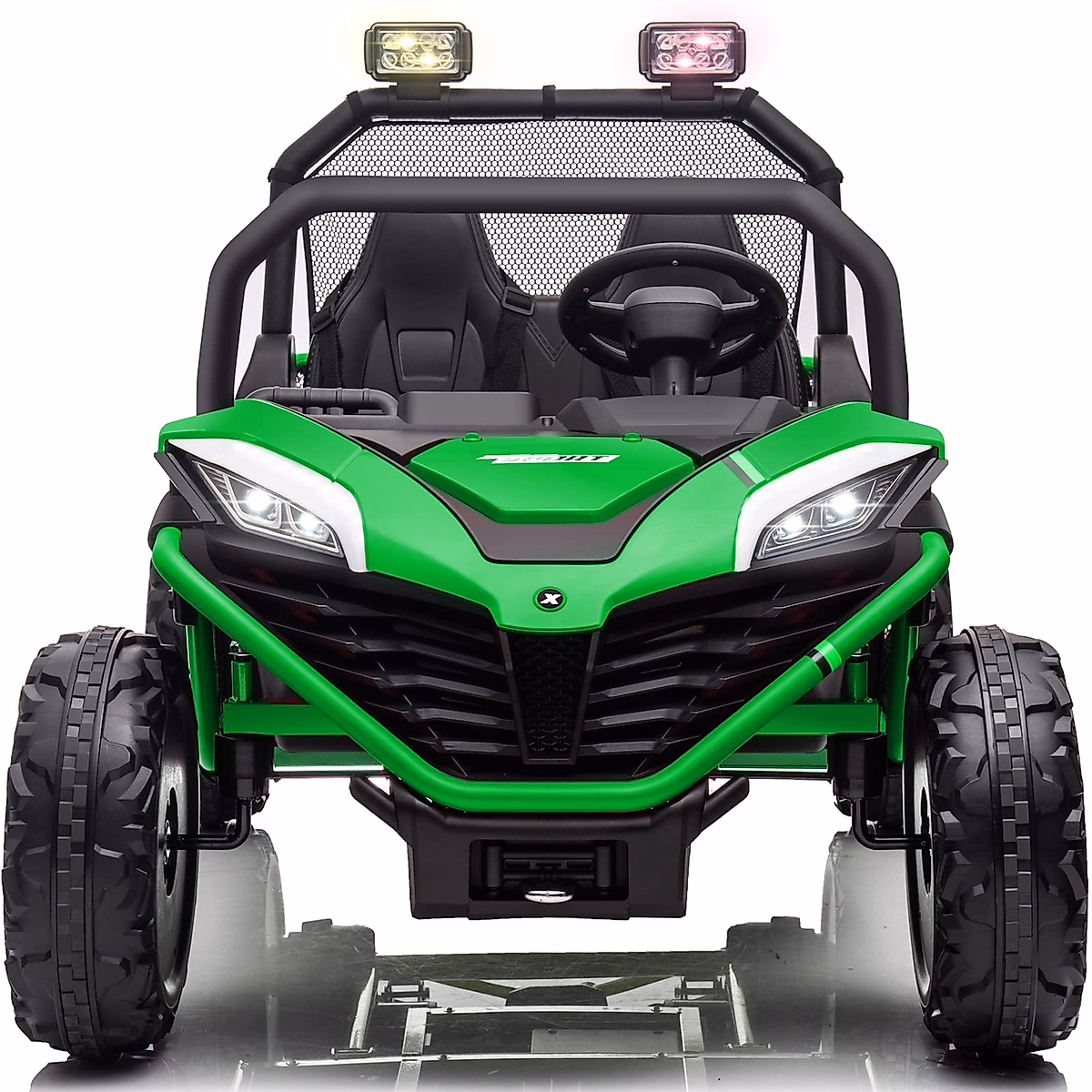 MOLACHI 24V 10AH Ride on Cars 2 Seater,Electric Cars Vehicles with 2x200W Powerful Motors,Metal Frame, Brake&Gas Pedal, EVA Tires, 3 Speed, Led Light, Bluetooth, 2 Spring Suspension(Green)