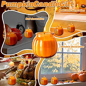 4Pack Thanksgiving Candle Pumpkin Candle Gift Burn Fall Candles Long Time Natural Wax Candles Soy Candle Pumpkin Scented for Thanksgiving Christmas Wedding Baby Shower Party Favors Home Decor