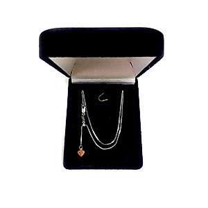 Jewelry Affairs 10k White Real Gold Adjustable Box Link Chain Necklace, 0.7mm, 22"