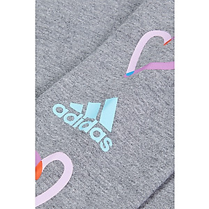 adidas Girls' Long Sleeve Hooded Graphic Tee, Charcoal Grey Heather, Medium (10/12)