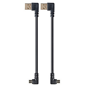TENINYU Combo-Pack Left/Right Angle USB Cable 5.5 Inches for TV Stick and Power Bank - 90 Degree USB to Micro USB Cable for Roku TV Stick and More