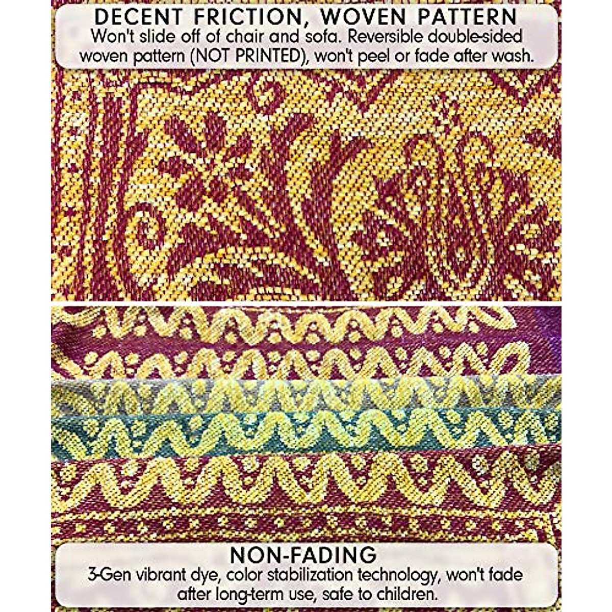 MayNest Bohemian Tribal Throws Blankets Reversible Colorful Red Blue Boho Hippie Chenille Jacquard Fabric Throw Covers Large Couch Furniture Sofa Chair Loveseat Recliner Oversized (Red, S:75x60)