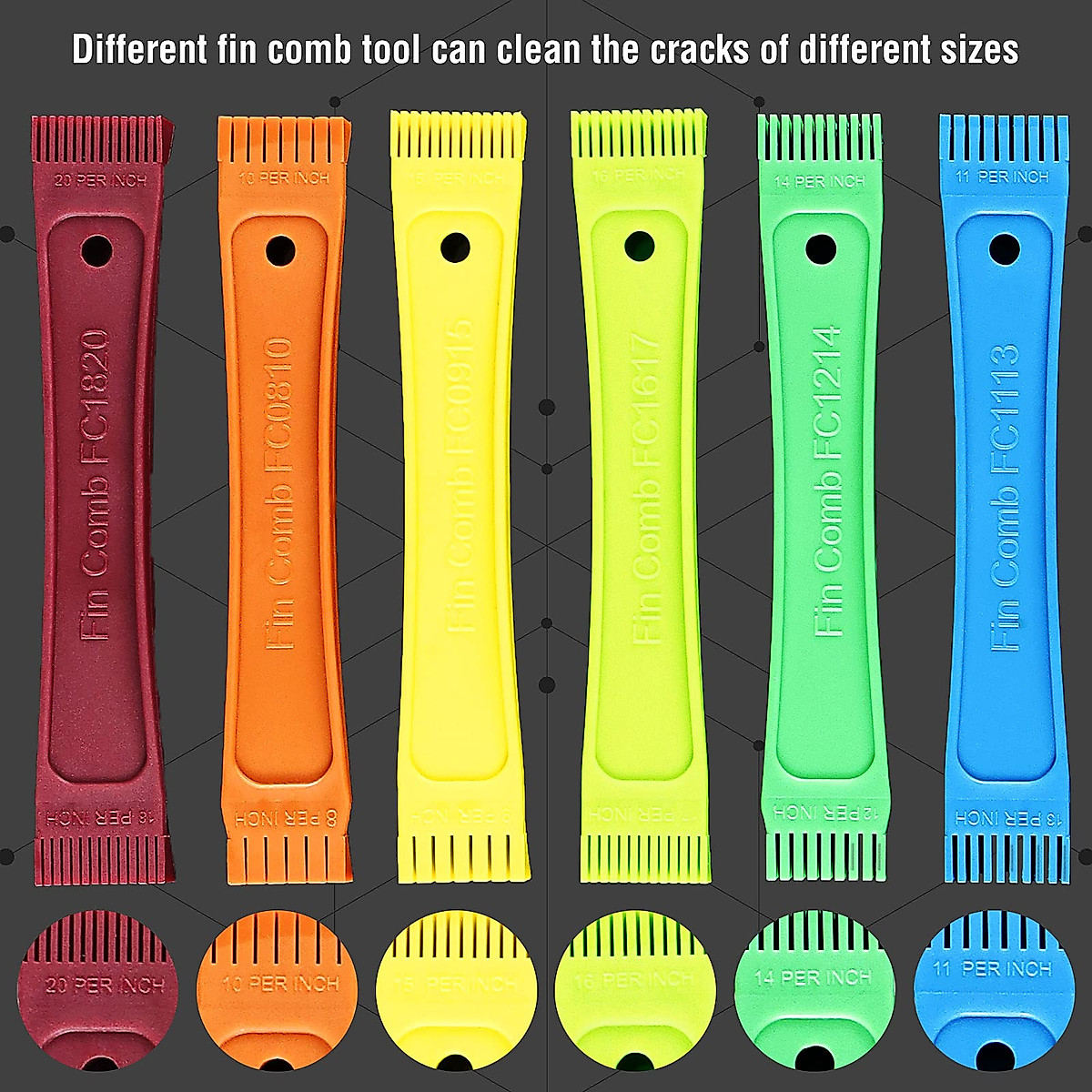 puxyblue FCR6 Fin Comb Tool Set For AC Fin Comb Straighten Evaporator Condensor