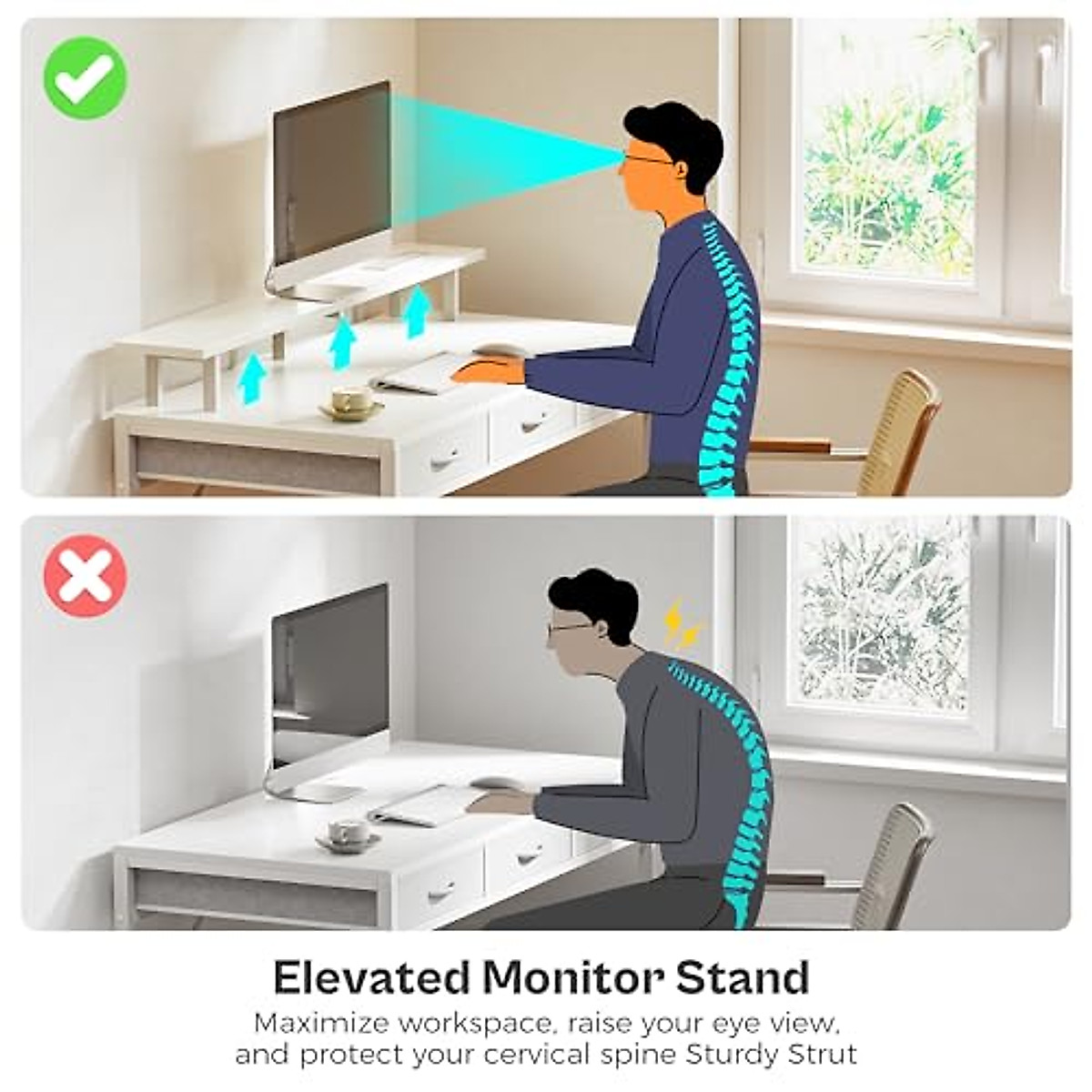 Huuger 47 inch Computer Desk with 3 Drawers, Office Desk Gaming Desk with LED Lights & Power Outlets, Home Office Desks with Storage Space for Bedroom, Work from Home, White