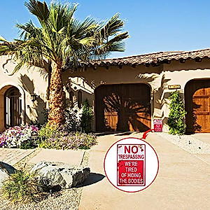 Halloween Decoration Halloween Signs Retro Chic Metal Signs for Outdoor Yard Signs or Indoor Halloween Decor Signs-No Trespassing We're Tired of Hiding The Bodies & Beware of Well Just Beware.