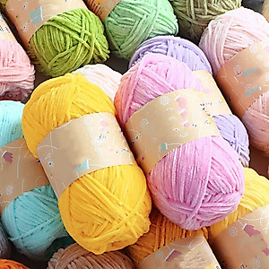 TEXXY Chenille Wool, Fine Gold Velvet No. 2 Hand Knitted 2mm Crochet Yarn Knitted Bag Sweater Hat Scarf Keep Warm (Color : 15)