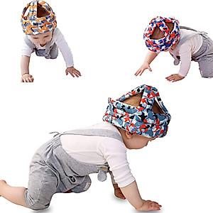 Baby Head Protector, ASunine Baby Infant Toddler Safety Helmet for Crawling Walking, No Bump Safety Head Cushion Bumper Bonnet, Adjustable Breathable Protective Cap (Cute Shark)