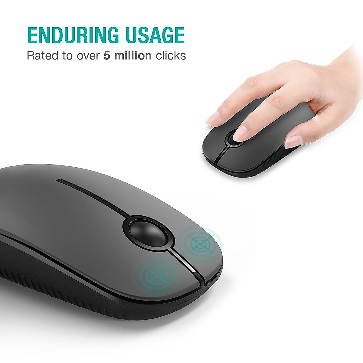 Vssoplor Wireless Mouse, 2.4G Slim Portable Computer Mouse with Nano Receiver Quiet Silent Optical Laptop Mouse for Notebook, PC, Laptop, Computer-Black and Gray
