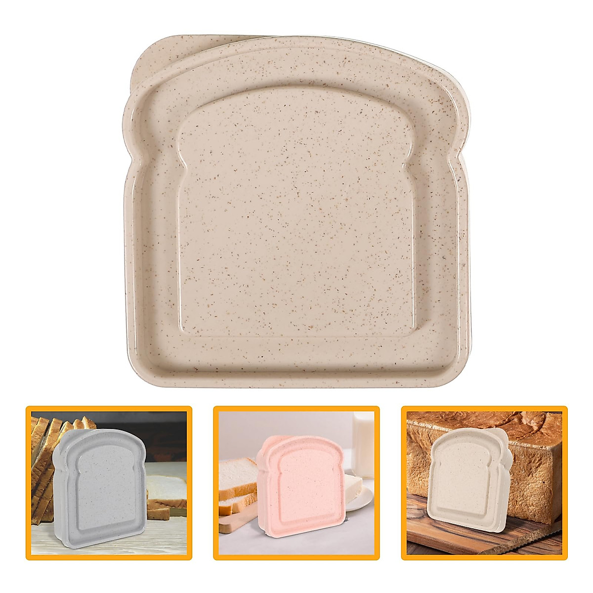 CALLARON 4 Pcs Sandwich Keeper, Reusable Sandwich Containers, Toast Shape Bread Box with Lid, Portable Sandwich Box, Food Fresh Keeping Box, Sandwich Containers for Lunch Boxes 4.8 x 5.1 inch